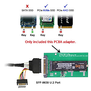 JSER SFF-8639 NVME U.2 to NGFF M.2 M-Key PCIe SSD Adapter for Mainboard Replace SSD 750 p3600 p3700