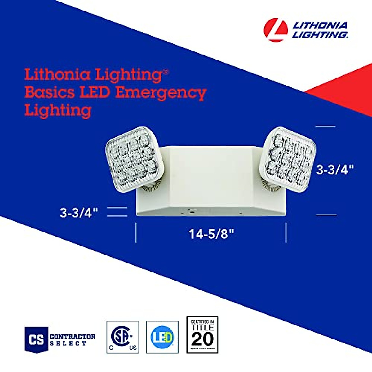 Lithonia Lighting EU2C M6 Emergency Light with 2 LED Lamps, Square, Ivory White