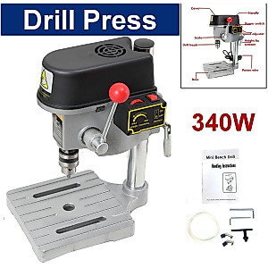 EWANYO 3-Speed Benchtop Drill Press, Electric Bench Wood Drilling Machine for DIY Creation, Small and Precise Work Like Jewelry Making Woodworking Metal Drilling Machine 110V