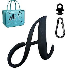 Bag Charms for Bogg Bag Accessories Decorative + 1pcs Bogg Bag Insert Carabiner Keys Holder Set，Alphabet Letters and Rubber Tassel Hanger Holder Hook for Beach,Tote Bag (M, Letter A)