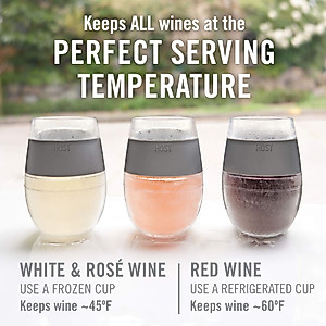 HOST Wine Freeze Cooling Cup, Plastic Double Wall Insulated Freezable Drink Chilling Tumbler with Freezing Gel Wine Glasses for Red and White Wine, Set of 1, 8.5 oz, Black Swirl