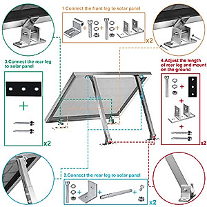 woefste Adjustable Solar Panel Mounting Brackets Stand Aluminum Alloy Tilt Mount Bracket Systems for Roof/Boat/Flat Surface Support 50W 70W 100W 150W 200W 300W 400W Panels, 1 Set