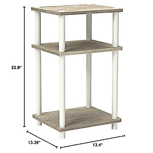 Furinno Just 3-Tier Turn-N-Tube End Table / Side Table / Night Stand / Bedside Table with Plastic Poles, 1-Pack, Sonoma Oak/White