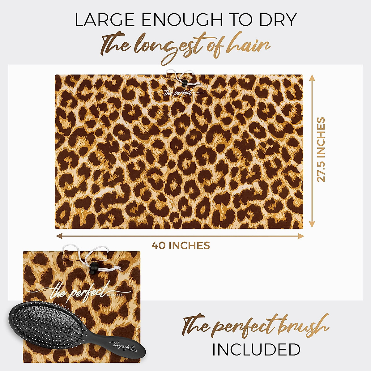 THE PERFECT HAIRCARE Microfiber Curly Hair Towel Wrap with Wet/Dry Brush - Fast Drying and Gentle Detangling for Women, Girls, Kids, Children - Great for Travel, Gifts and Hair Extensions