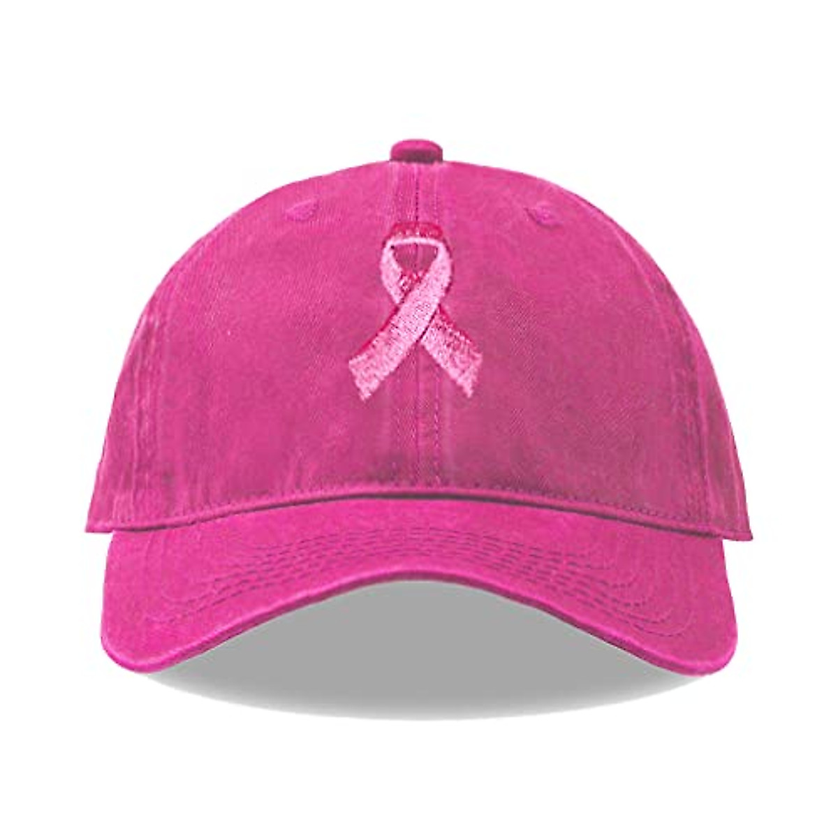 Giavuwn Breast Cancer Awareness Hat for Women, Embroidered Pink Ribbon Vintage Cotton Adjustable Baseball Cap
