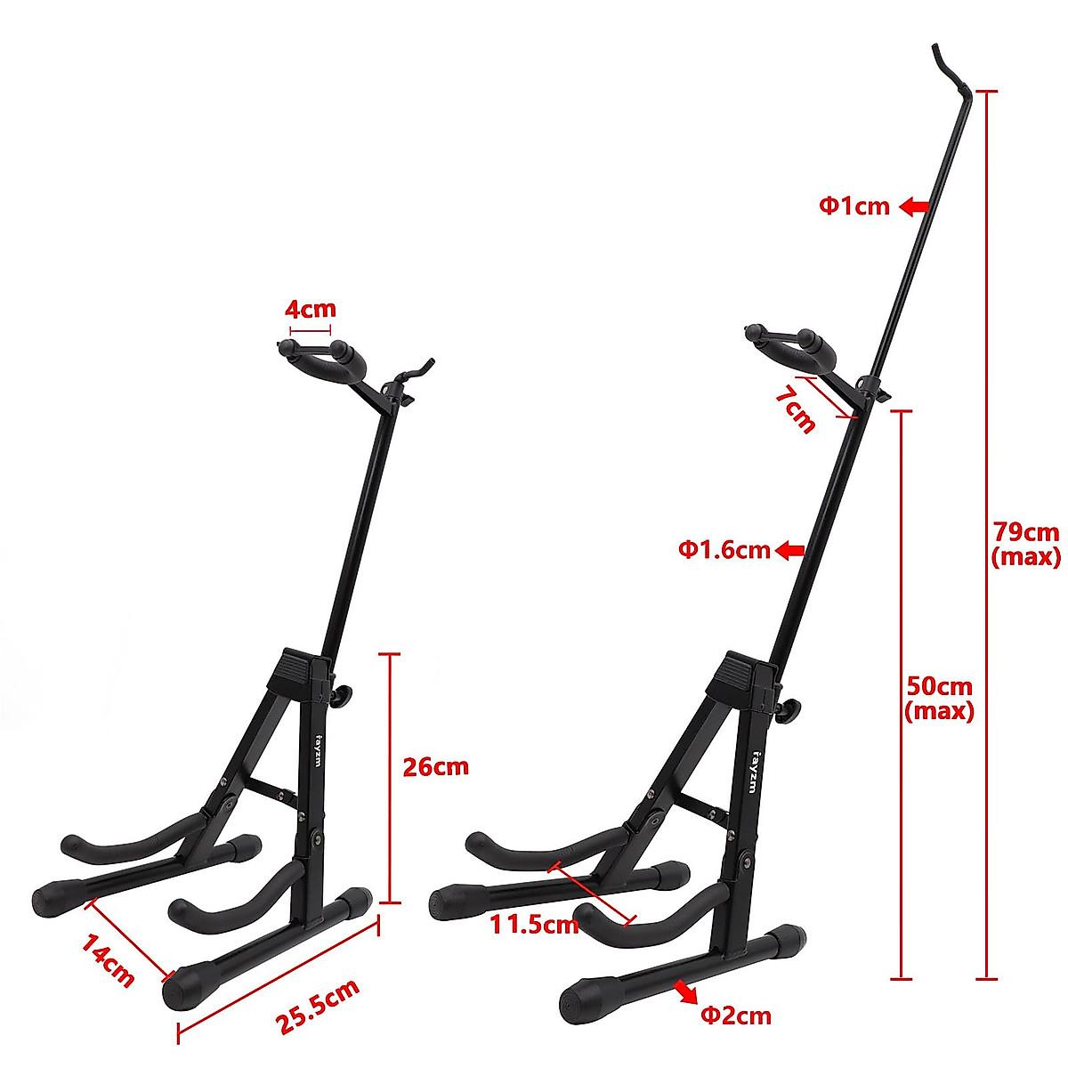 Rayzm Violin Stand with Bow Holder, Adjustable Portable Folding Tripod Metal Stand for Violin/Ukulele/Mandolin, Easy Installation