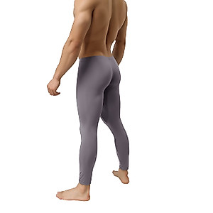 IYUNYI Mens Thin Ice Silk Compression Baselayer Thermal Long Johns Underwear Gray