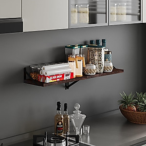 SAUMONIERES Floating Shelves Wall Bookshelf for Bedroom Bathroom Living Room Wood Wall Mounted Wide Deep Storage, Rustic Brown 24 Inch Wall Shelves Set of 2