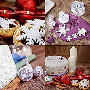 Soleebee 114 Pcs Cake Decorating Tools Fondant Cake Baking Decorating Sugar Craft Icing Tools Plunger Cutters Snowflake Rose Flower Moulds Set Letter Cookie Cutters Rolling Pin Equipment Accessories