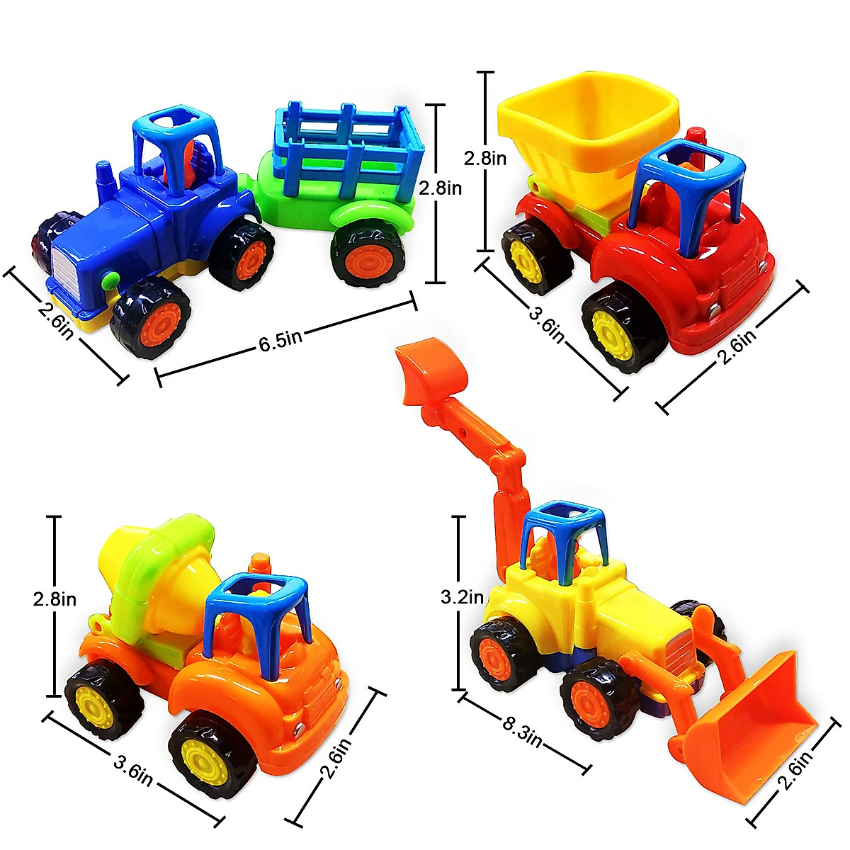OBABA Inertia Toy Truck Friction Powered Cars for Toddlers Kids Tractor Toys Carrier Vehicle for 1234 Year Old Boys Push and Go Toy Trucks Construction Vehicles Toys Set Early Educational Gift