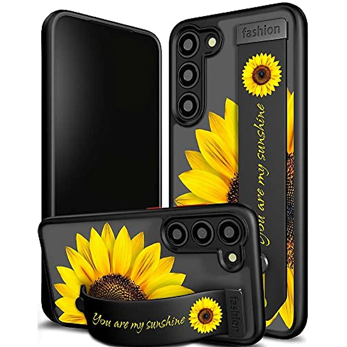 Cisland Samsung Galaxy A14 Case Sunflower Flower Floral Cute with Strap Stand Finger Kickstand, Cute Case for Women Girly Designer for Girls Aesthetic Silicone Compatible with Samsung Galaxy A14 5g