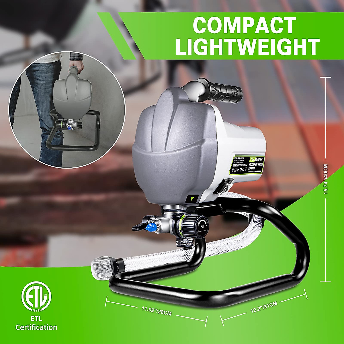 PHALANX Airless Paint Sprayer, 7/8HP 780W High Efficiency Airless Stand Sprayer, 3000PSI Electric Paint Sprayer with Cleaning Kits for Painting Home Interior Exterior Walls, Ceiling, Fence, Cabinet