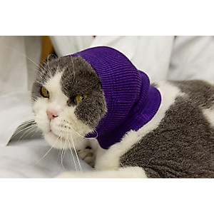 Cat No Flap Ear Wrap DDFS Wrap Snood Pet Noise Cancelling Headphones for Dogs Ear Wrap for Cats Small Purple S