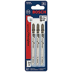 BOSCH T101A3 3-Piece 4 In. 14 TPI Special for Plexiglas T-Shank Jig Saw Blades