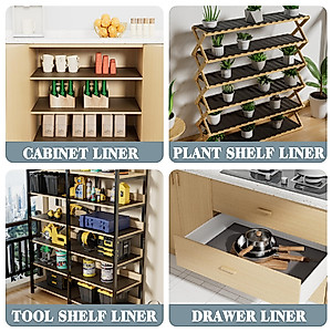 FLPMIX Wire Shelf Liner 16 inch Wide, Standard Size (16 by 197 Inch, Transparent Grey), Waterproof Pantry Shelf Liner, Thick Plastic Kitchen Cabinets Liner for Wire Racks, Heavy Duty Metal Shelves