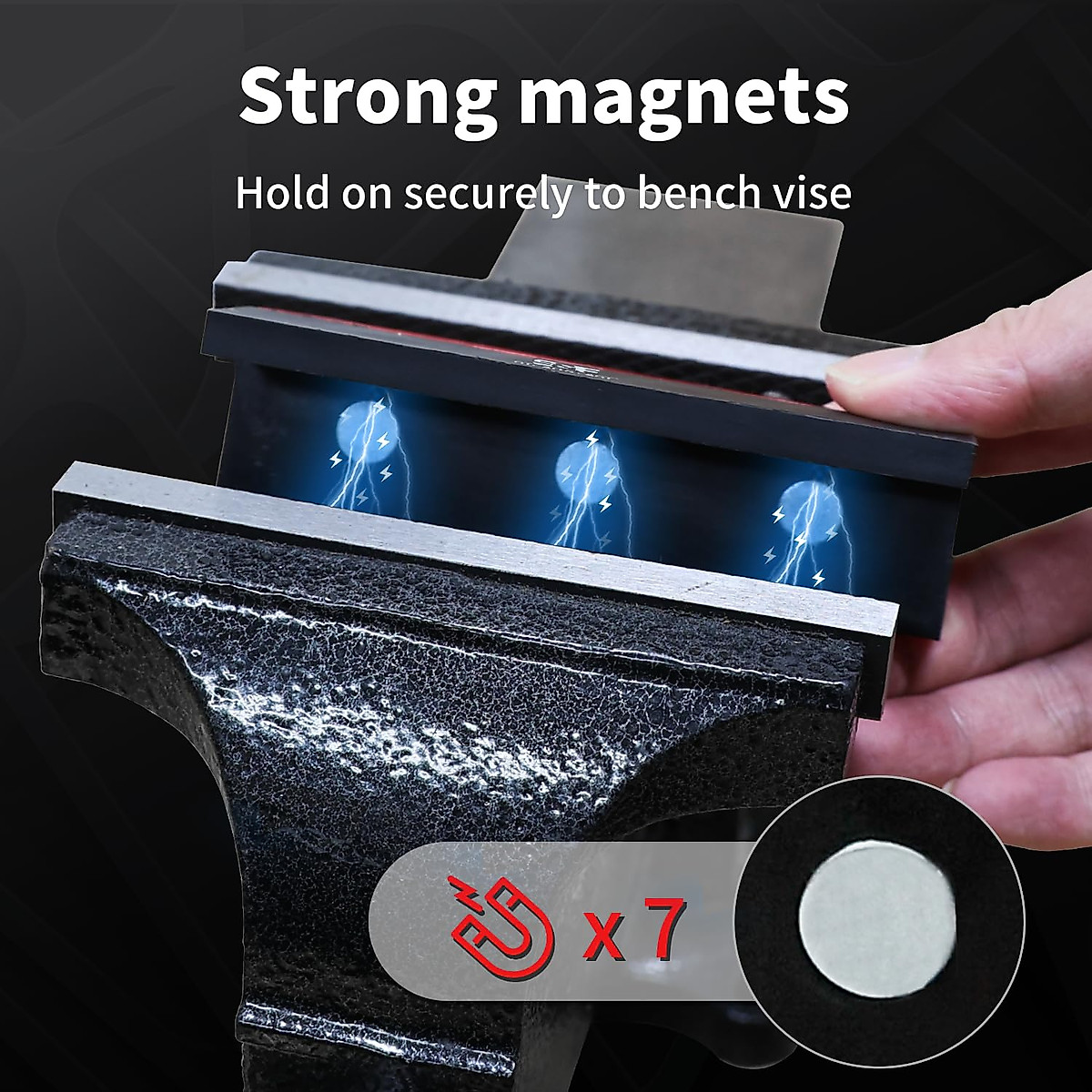 S&F STEAD & FAST Soft Jaws for Bench Vise 4.5 inch, 2 pairs, Strongly Magnetic Vise Jaw Pads, TPU, Multi-Groove and Textured Inserts, for Clamping Woodworking Metal Plastics