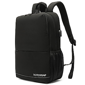 TOTEXISAP Slim Laptop Backpack ，15.6 Inch Laptop Backpack for Women Men ，Waterproof Backpacks with USB Charging Port, Travel Bags Casual Daypacks for School, College, Business（Black）