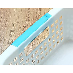 Lawei 8 Pack Large Plastic Sorage Basket with Handle - 15 x 10 x 3 Inch Pantry Organizer Basket Bins Desktop Paper Storage Basket for Organization, Countertops, Cabinets, Bedrooms, Bathrooms