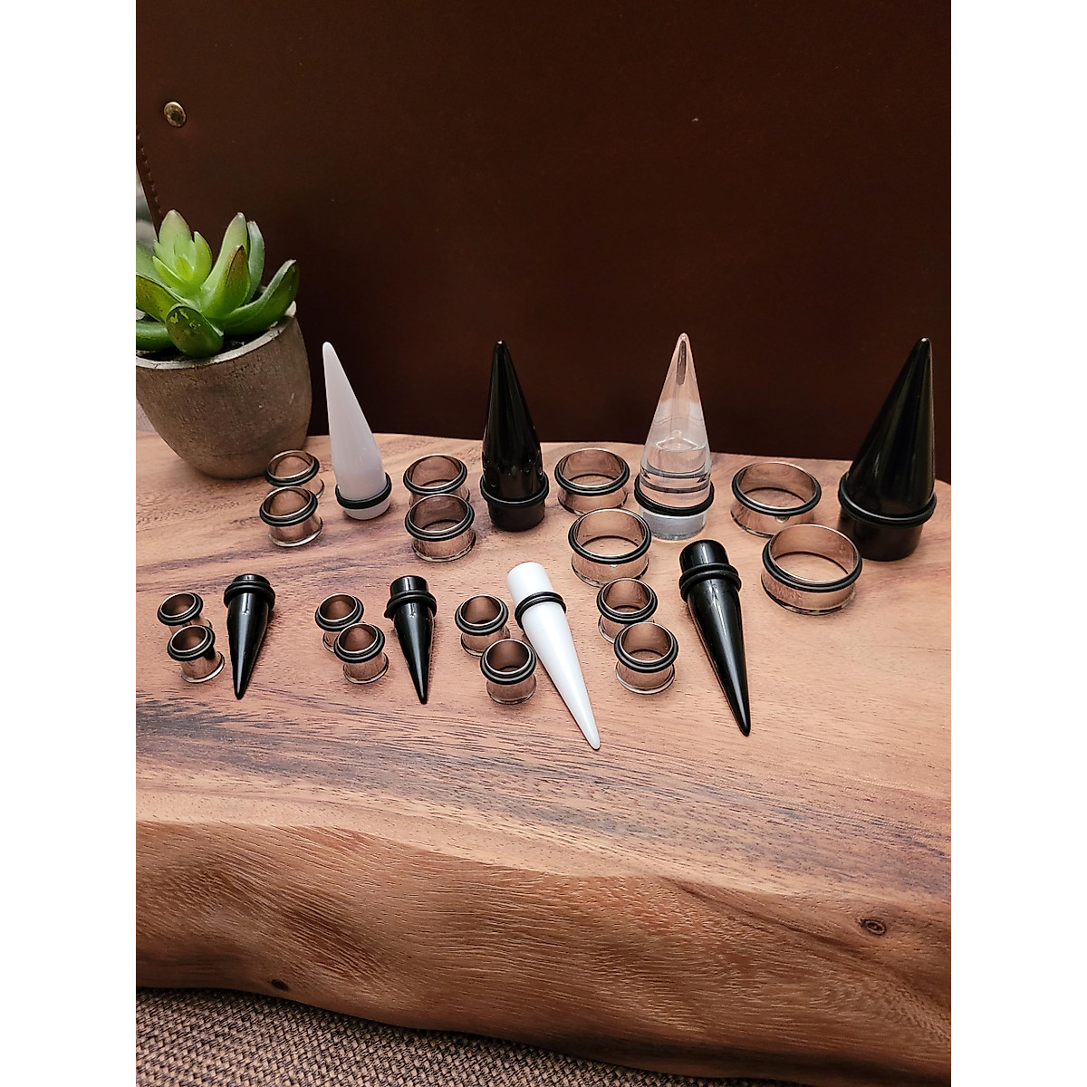 Zaya Body Jewelry 15 Pc Huge Tapers Ear Stretching Kit Black White Clear Tapers and Surgical Steel Tunnels 0g-1 inch (9/16" 5/8" 3/4" 7/8" 1 inch)