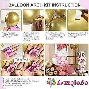 LyzzGlobo Dusty Pink Balloon Garland Kit, Pearl White Chrome Gold Light Pink Dusty Rose Balloons Arch Kit for Wedding Bridal Baby Shower Birthday Decorations