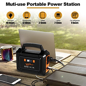 POWSTREAM 100W Portable Power Station Solar Generators 167Wh Lithium Battery Power Supply with 110V AC Outlet, 2 DC Ports, 4 USB Ports, LED Flashlights for CPAP Home Camping Emergency Backup