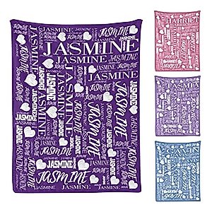 Custom Blanket Personalized Name Blanket Customized Blanket with Name Text for Adult Kid Birthday Christmas Mothers Fathers Valentines Day Gift (Monogrammed 03, 50" x 60")
