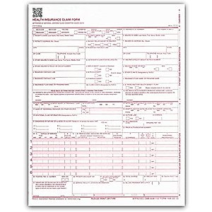 SecurityDocs 500 CMS-1500 Health Insurance Claim Forms, Laser/Inkjet Compatible (HCFA Form 1500 Version 02-12) 8.5x11, 500 Forms (59211)