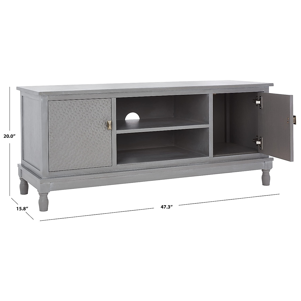 SAFAVIEH Home Collection Halton Distressed Grey 2-Door 1-Shelf Entertainment Media Stand up to 55" Flatscreen TV