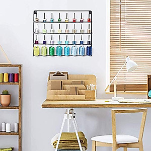 HAITARL 32-Spool Sewing Thread Rack, Wall-Mounted Metal Sewing Thread Holder with Hanging Tools, Metal Rack for Organize Sewing Thread, Embroidery-Suitable for Large Thread
