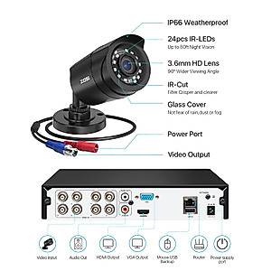ZOSI 3K Lite Security Camera System with AI Human Vehicle Detection,H.265+ 8CH HD TVI Video DVR Recorder with 8X HD 1920TVL 1080P Indoor Outdoor Weatherproof CCTV Cameras,Remote Access,1TB Hard Drive