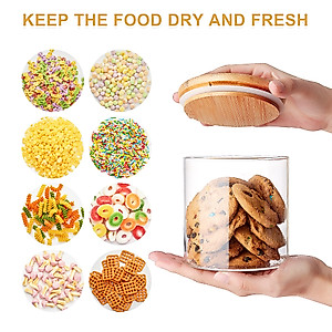 AIKWI Glass Food Storage Jars Set of 5, Airtight Glass Kitchen Canisters with Bamboo Lids, Clear Glass Canister Food Jar Kitchen Pantry Storage Container for Spaghetti, Beans, Cereal, Snacks and More
