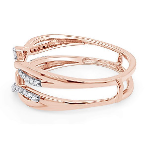 AFFY 0.30 Carat Round White Cubic Zirconia Enhancer Guard Ring 14K Rose Gold Over Sterling Silver