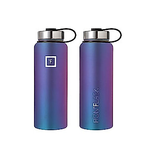 IRON °FLASK Sports Water Bottle - 40 Oz 3 Lids (Straw Lid), Leak Proof - Stainless Steel Gym & Sport Bottles for Men, Women & Kids - Double Walled, Insulated Thermos, Metal Canteen