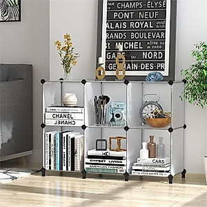 Wolizom Cube Storage Organizer, 6-Cube Semitransparent Closet Storage Shelves, Modular Units, Closet Cabinet, Portable DIY Plastic Book Shelf Shelving for Bedroom, Office, Living Room (12"X12"X12")