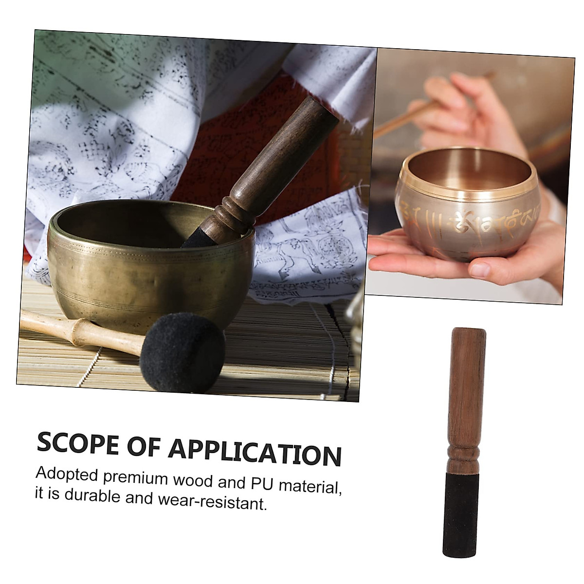 EXCEART 2pcs Stick Wooden Singing Bowl Mallet Wooden Pounding Mallet Nepal Bowl Mallet Sound Bowl Mallet Wood Tools Mini Tools Mini Toys Singing Bowl Parts Pu Replace Buddha Sound Bowl