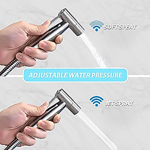 Wekuku Handheld Bidet Sprayer for Toilet-Adjustable Water Pressure Control with Bidet Hose for Wash (Brushed Nickel)