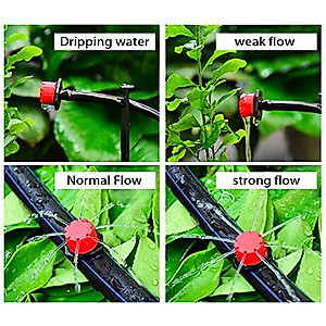 Lainrrew 100 Pcs 1/4Inch Micro Irrigation Drippers, 360 Degree Adjustable Irrigation Drippers Sprinklers Emitter Dripper for Drip Irrigation System Gardens Lawn (Red)