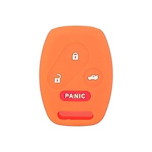 SEGADEN Silicone Cover Protector Case Holder Skin Jacket Compatible with HONDA 4 Button Remote Key Fob 3 BTN + Panic CV4216 Orange