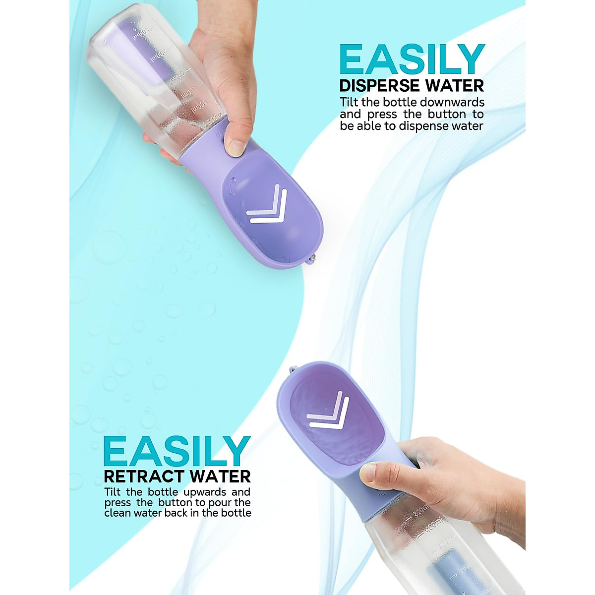 CO'ESSTRA Pet Water Bottle - Portable Dog Water Bottle Dispenser with Poop Bag - 20oz Leak Proof Dog Travel Water Bottle with Feeder - Puppy Water Bottles for Walking, Hiking, Camping