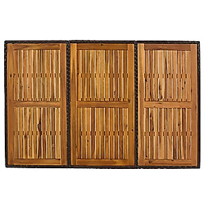 EMKK 11-Piece Patio All-Weather PE Wicker Dining Table Wood Tabletop for 10, Rattan Sectional Sofa Conversation Furniture Set w/Ottoman,Cushion, OneSize, Brown