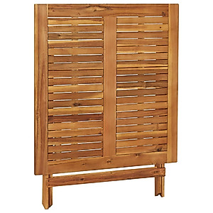 vidaXL Patio Table, 35.4"x35.4"x29.5", Solid Acacia Wood, Folding Design Weather-Resistant, Rustic Brown, Square-Shaped, Outdoor Furniture