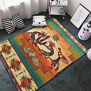 ZHUBAJIE Southwest Native American Kokopelli Area Rugs Home Decor Pad for Living Room Bedroom Bathroom Floor Mat Non-Slip Carpets2x3 ft