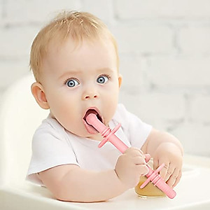 Fu Store Hollow Teether Tube Chew Straw Toy for Infant Toddlers Silicone Tubes Teething Toys for Babies 3-12 Months BPA Free/Freezable/Dishwasher and Refrigerator Safe (5 Pack)