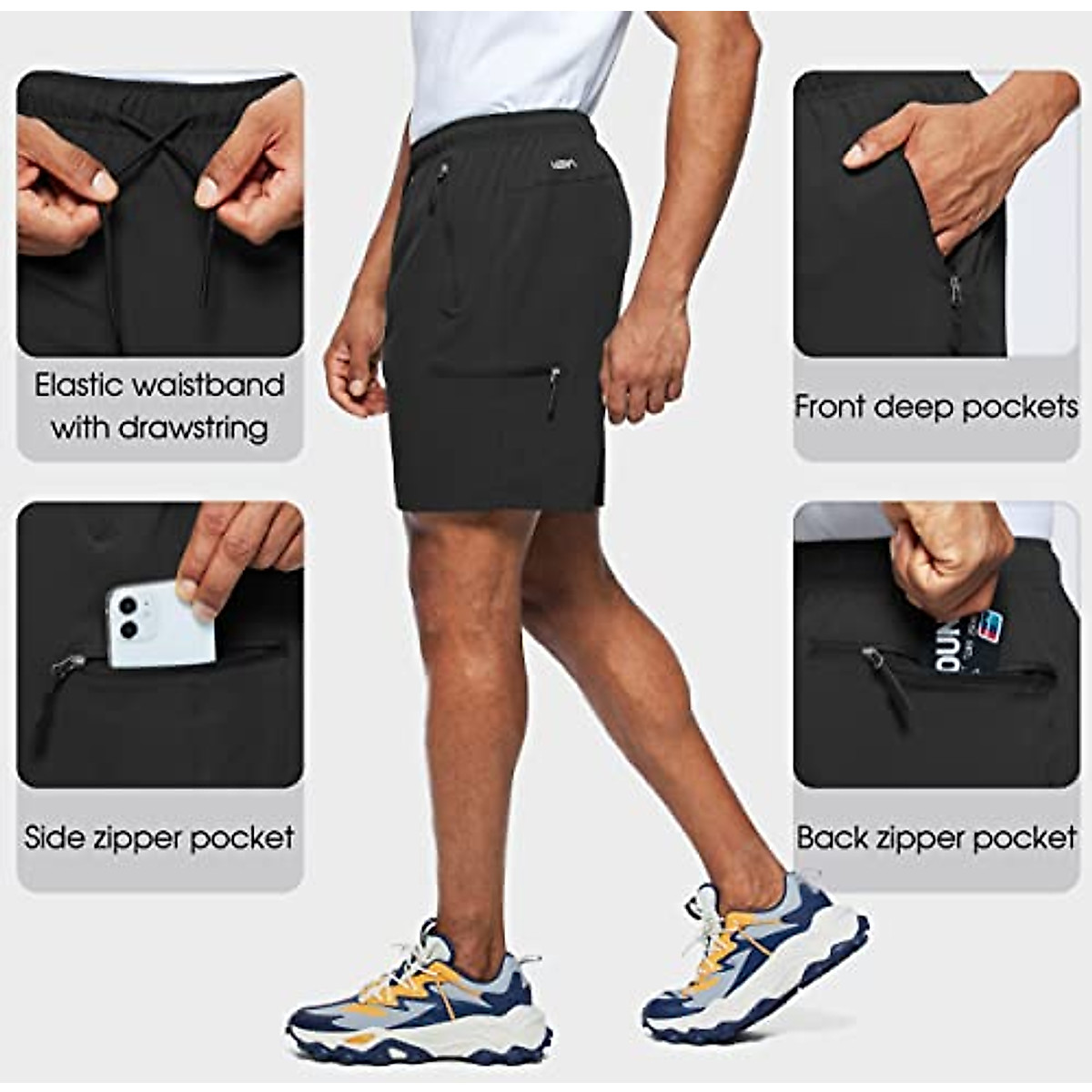 Viodia Men's Hiking Cargo Shorts Stretch Quick Dry Lightweight Workout Shorts for Men Casual Fishing Athletic Shorts with Pockets Black