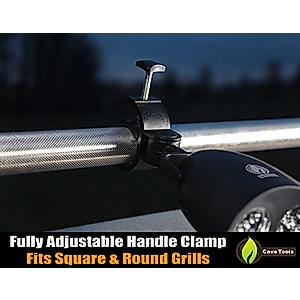 Cave Tools Barbecue Grill Light for Outdoor Grill - Fits Round & Square Bars on Any BBQ Pit - 10 LED for Grilling at Night - BBQ Grill and Smoker Accessories