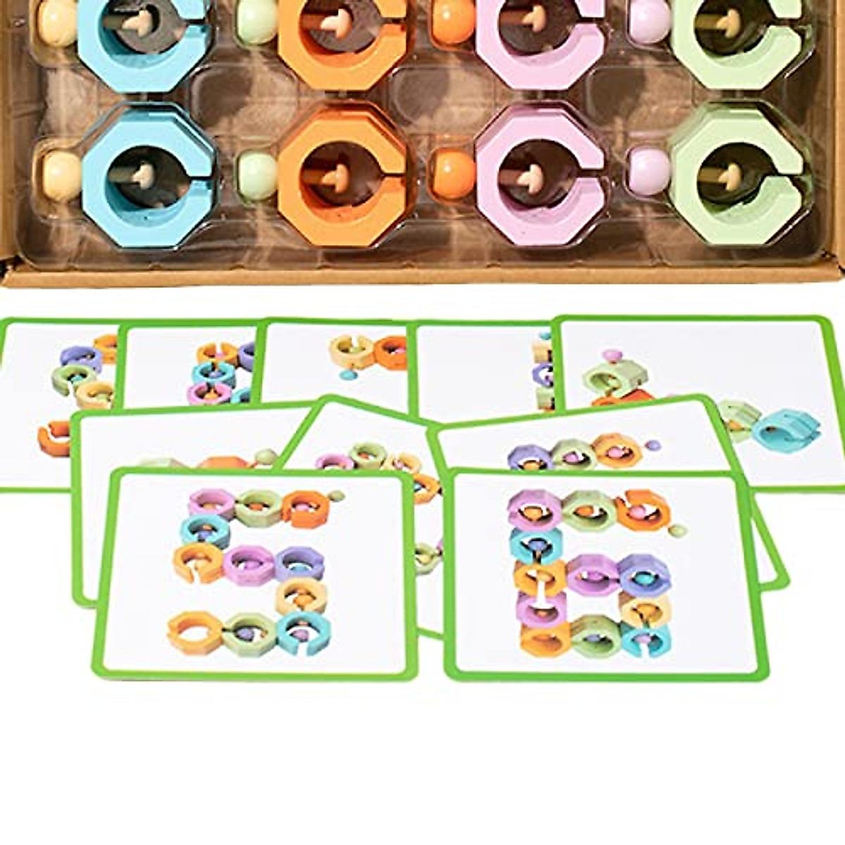 Almencla Montessori Shape Matching Game Toy, Stacking Toy for Toddlers Children Birthday Gift, Colorful