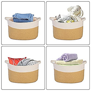 DYD Foldable 3-Piece Cotton Rope Storage Basket, Decorating Living Room, Books, Toys, Blankets, Baby Clothes and Other Home Storage Boxes with Handles