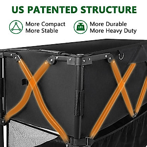 UNITON Double Decker Wagon 600lb Capacity & 400L Collapsible Sports Wagon with Big Wheels 54" Extended Utility Folding Wagon Cart for Camping Fishing & Outdoor Use