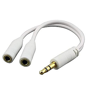 3.5mm Headset Splitter Earphone Speaker Audio Y Adapter 2-Port White for Sprint Motorola Moto E4 Plus - Sprint Motorola Moto E5 Play - Sprint Motorola Moto X - Sprint Nokia Lumia 635