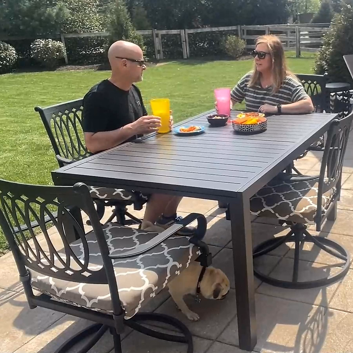 Domi 59" - 89" Expandable Patio Dining Table - Aluminum, Adjustable, Smooth-Sliding, Outdoor Furniture for 6-8 Person, Ideal for Backyard, Porch, Deck, Garden - Dark Brown,